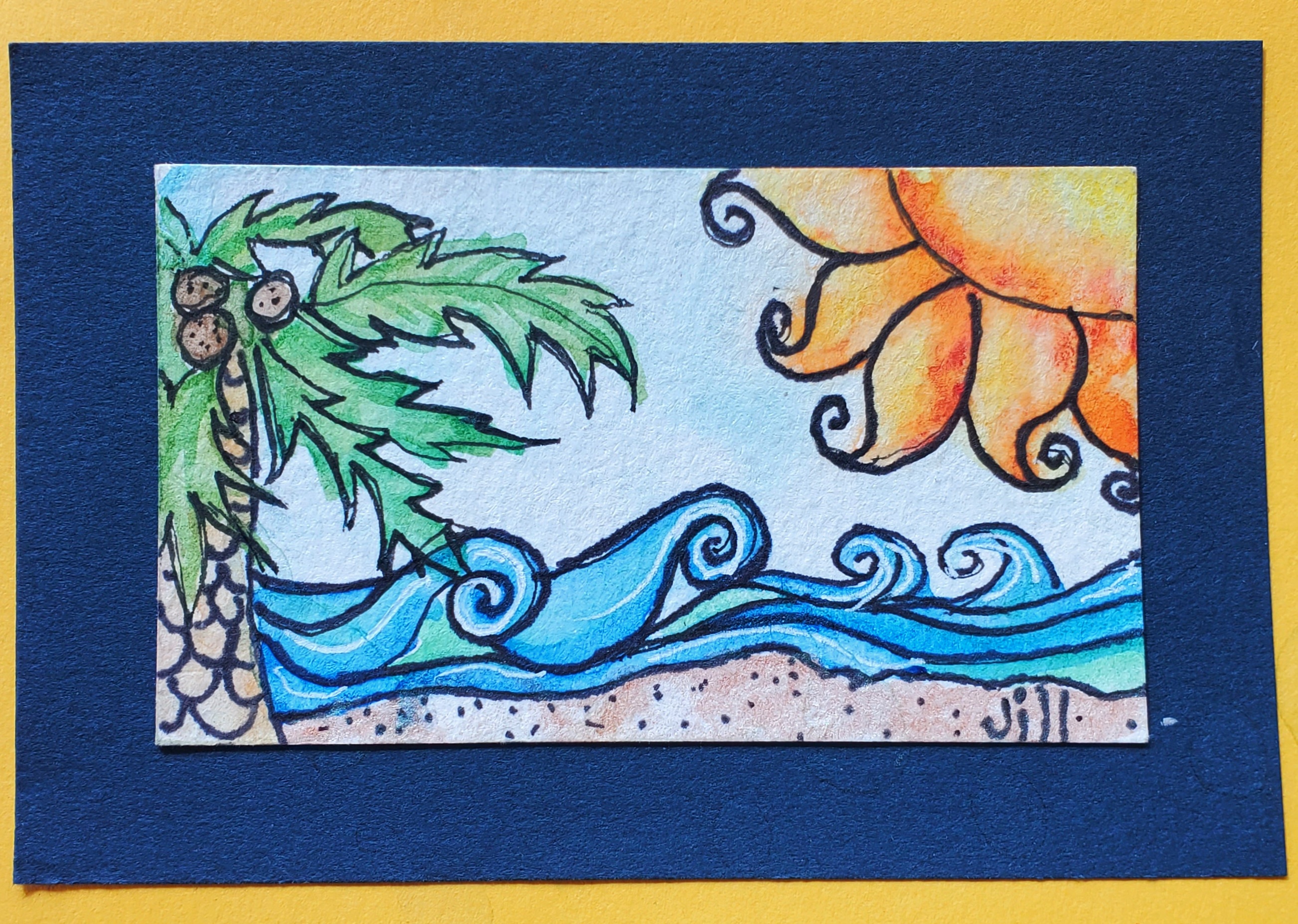 Seascape & Coconut Tree Greeting Card